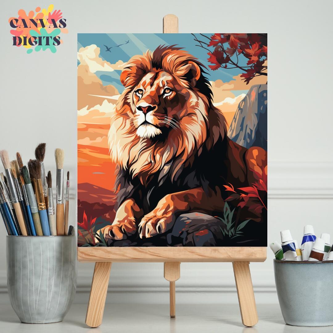 Majestic Lion Paint by Number Kit, King of the Jungle Art, Diy Numbered ...