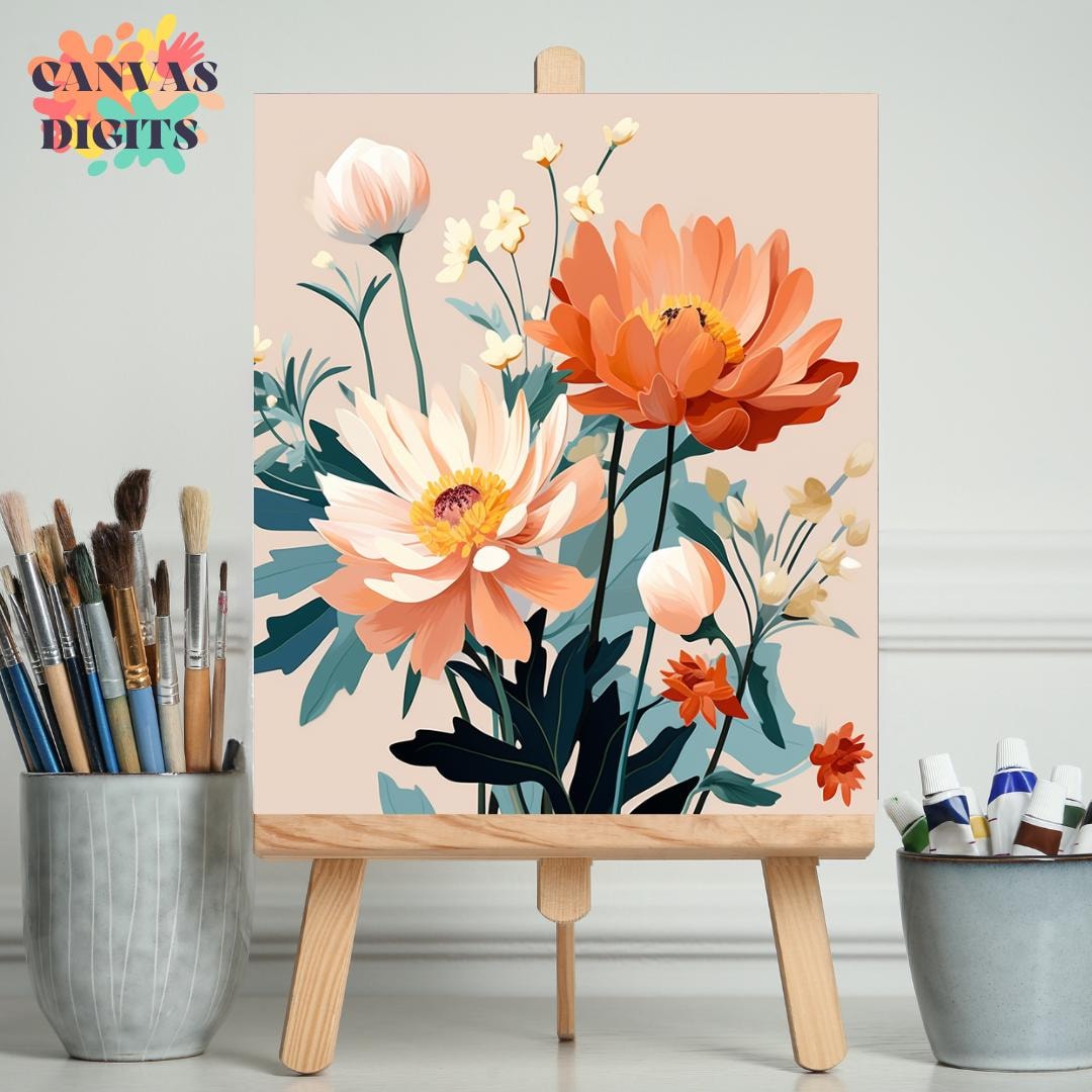 Simple Colorful Flowers Color by Numbers Activity, Paint by Numbers for ...