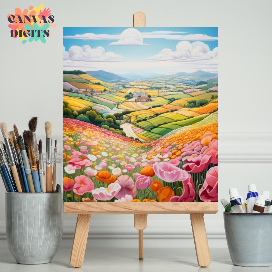 Colorful Spring Bloom Paint by Numbers for Adults, DIY Bright Landscape ...
