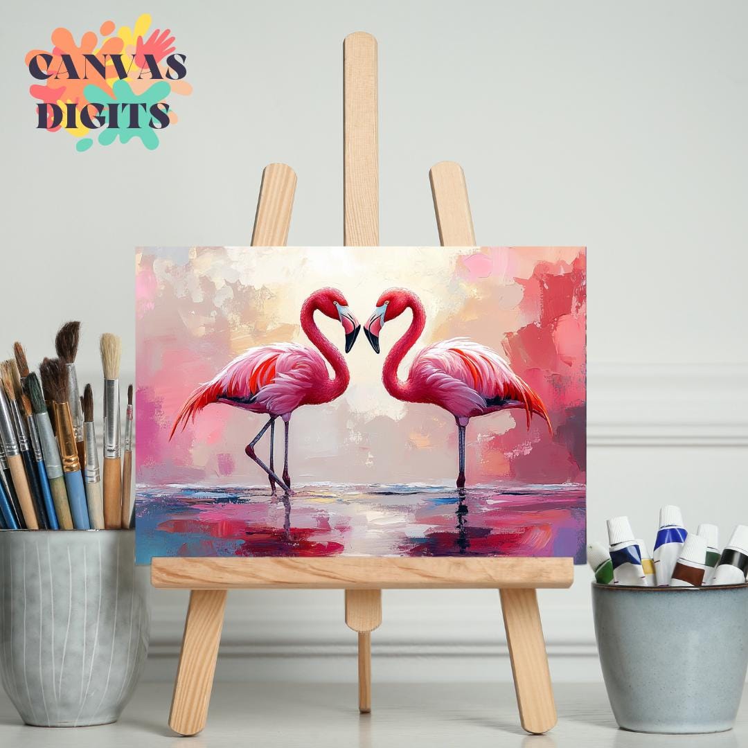 Tropical Flamingo Duo Paint by Numbers Kit for Adults, Elegant Flamingo ...