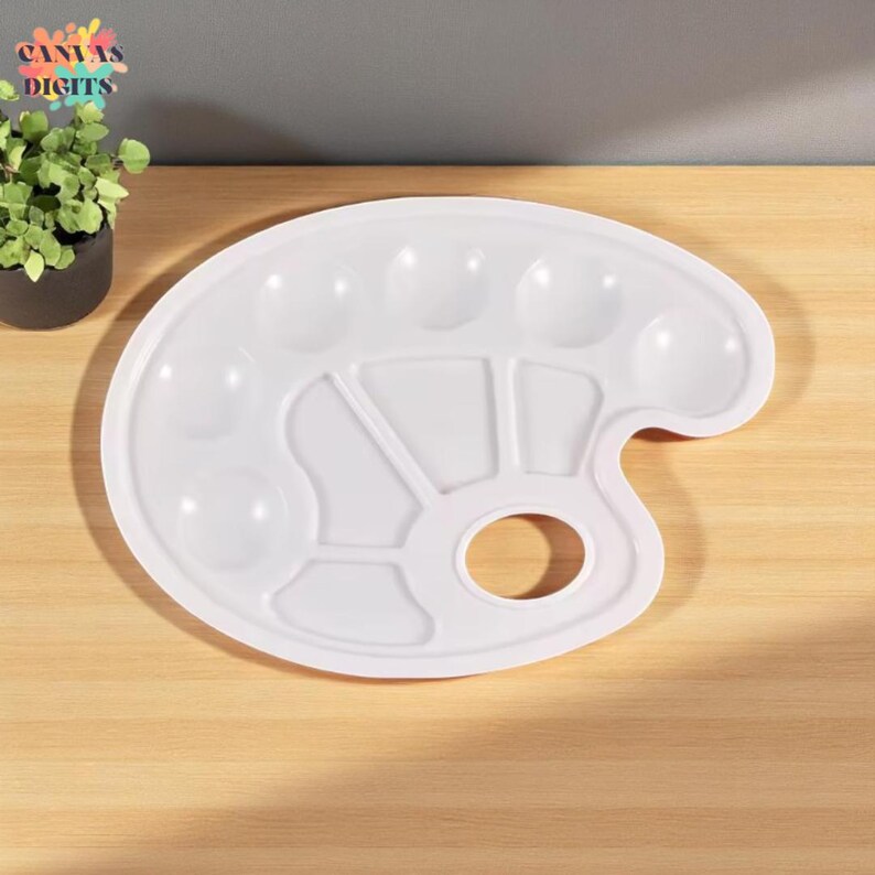 Oval Thumb Hole Paint Palette, Watercolor Palette With 10 Wells ...