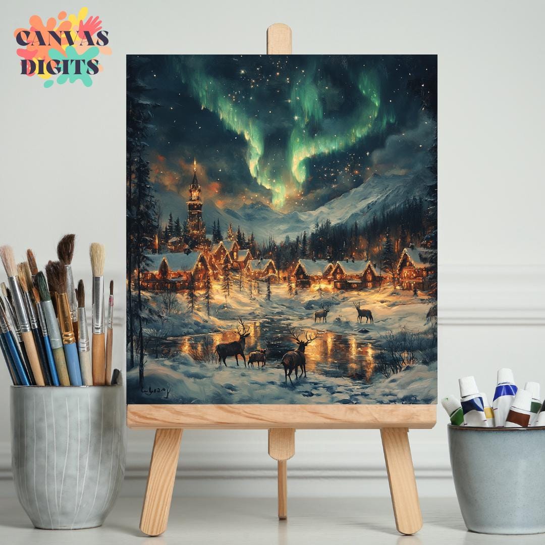 Northern Lights Coloring Set, Craft Kit for Adults, Vertical Painting ...