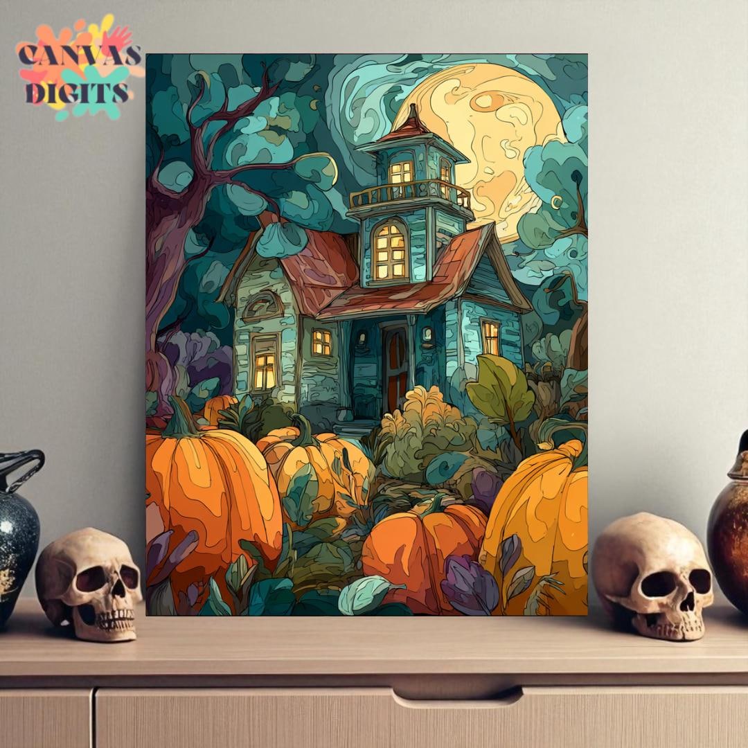Haunted House Diy Painting by Numbers Kit, Color by Numbers Halloween ...