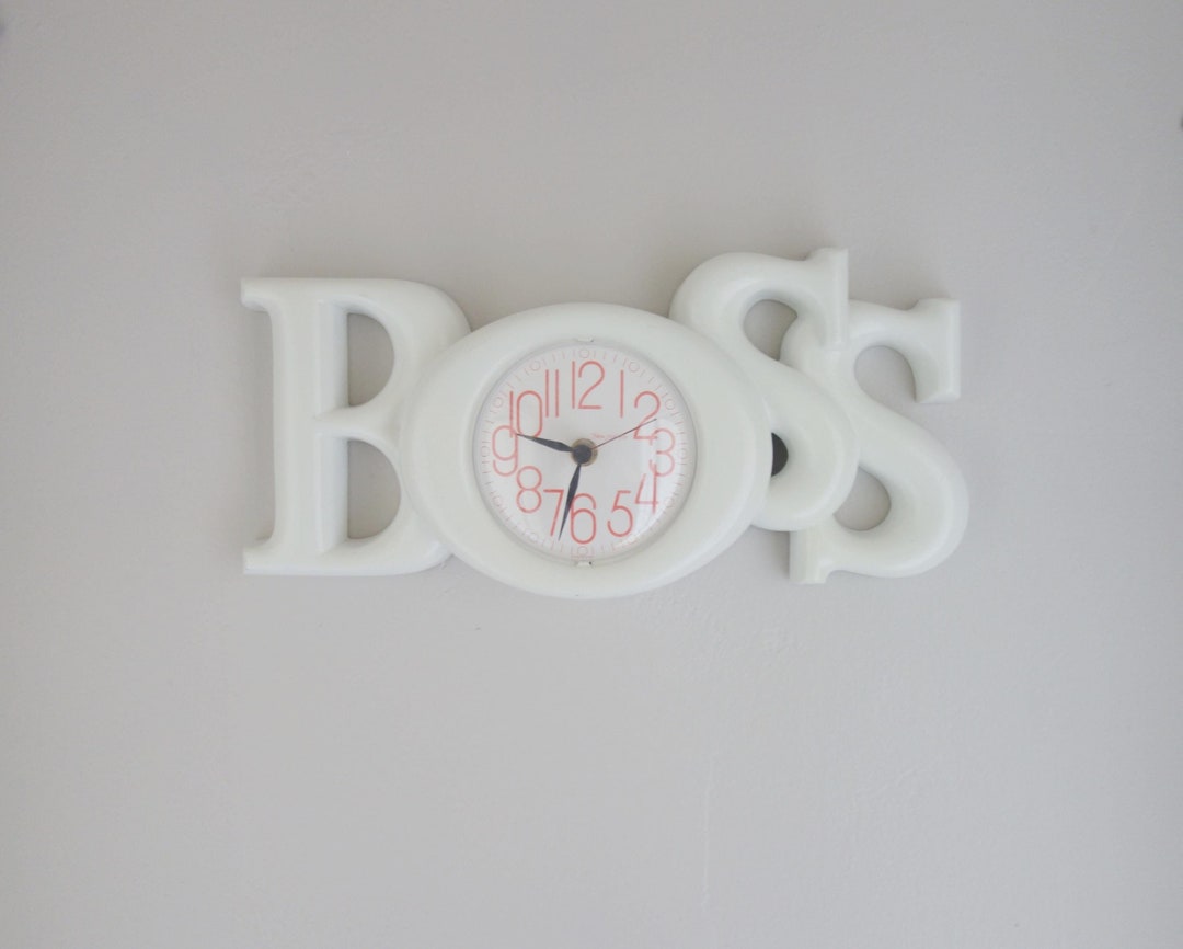 Vintage 1970s Burwood "boss" Wall Clock: White & Orange Decor - Etsy