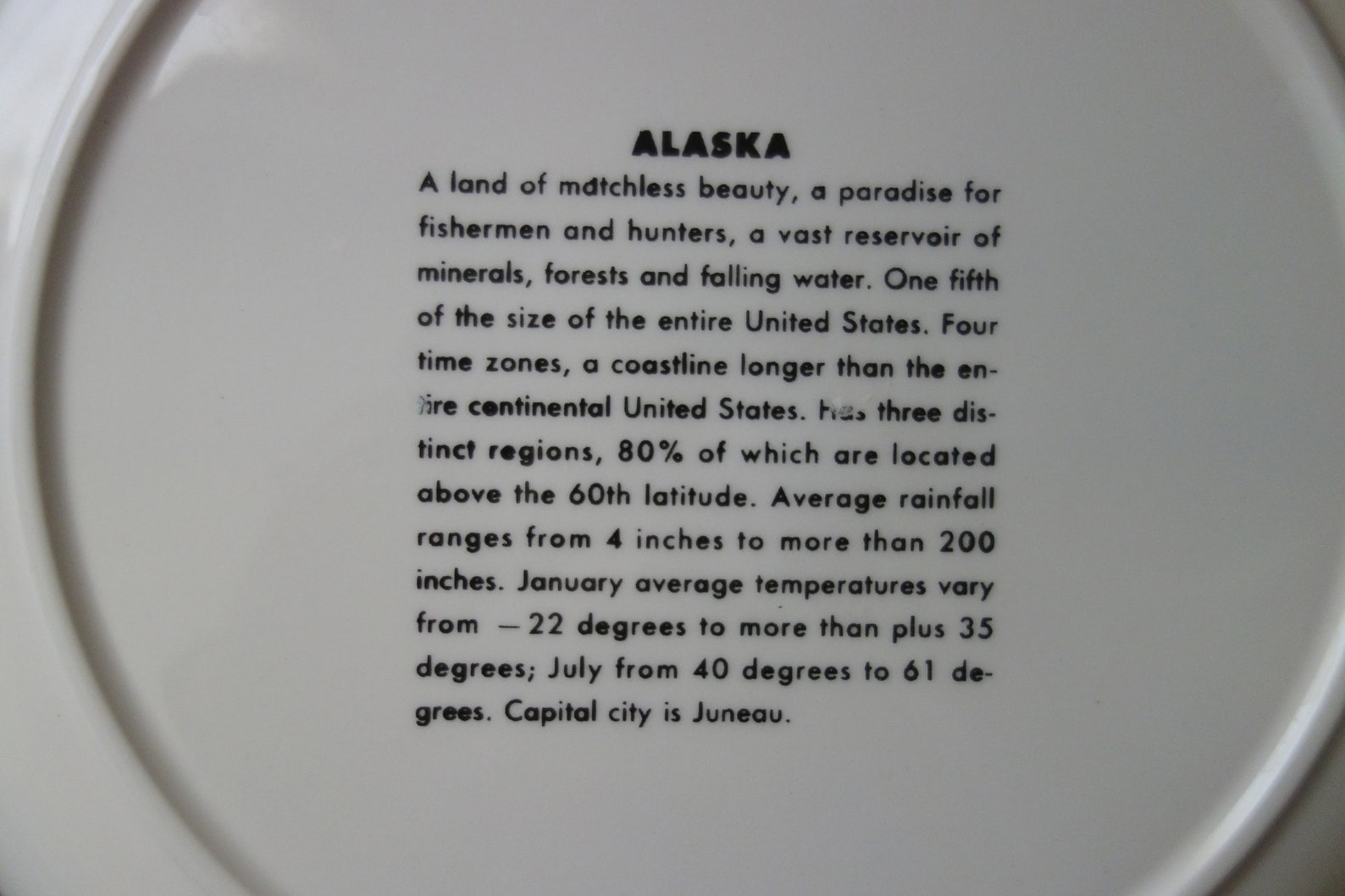 Vintage Alaska Plate 10.25 26 Cm Ceramic US State - Etsy