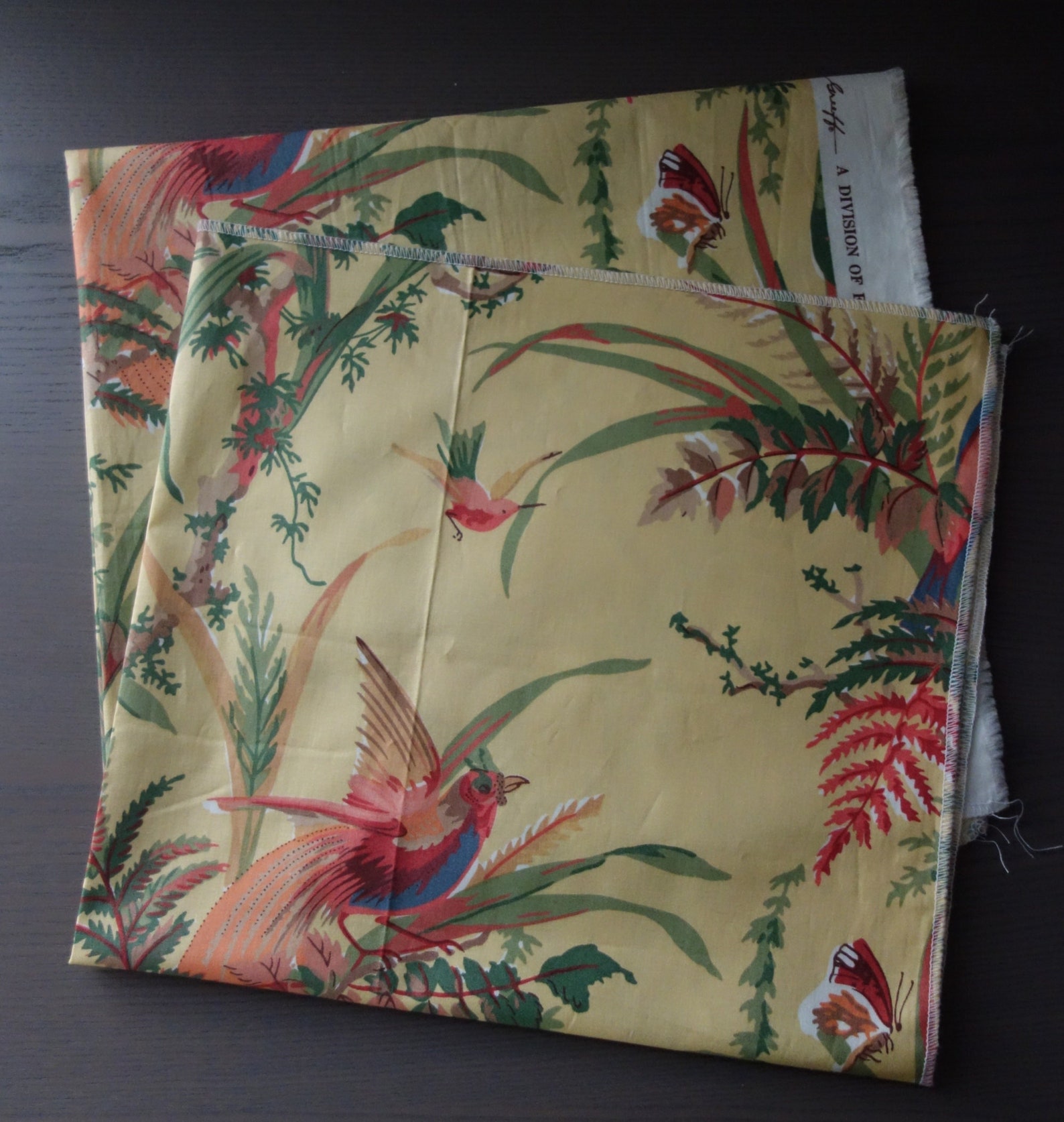 Yellow Bird Fabric Samples Set of Two 26 X 24 - Etsy