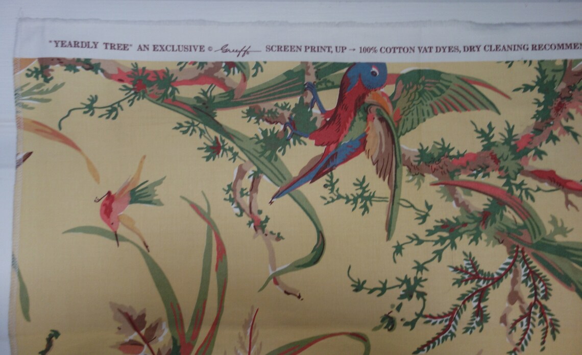 Yellow Bird Fabric Samples Set of Two 26 X 24 - Etsy