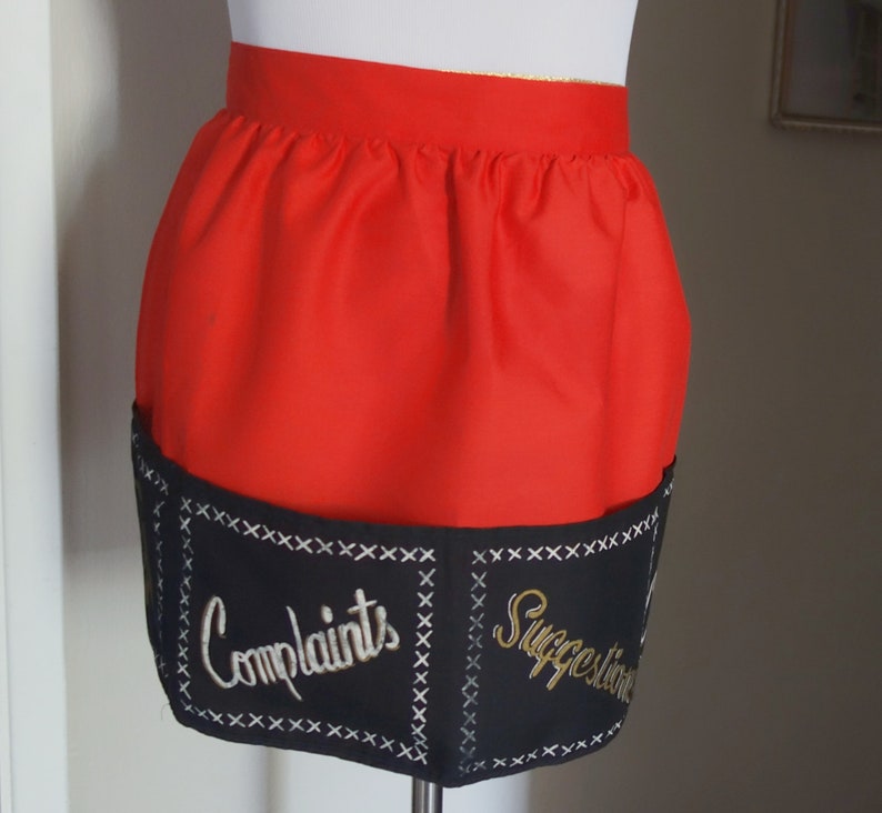 Vintage Half Apron Red Black White and Metallic Gold Apron - Etsy