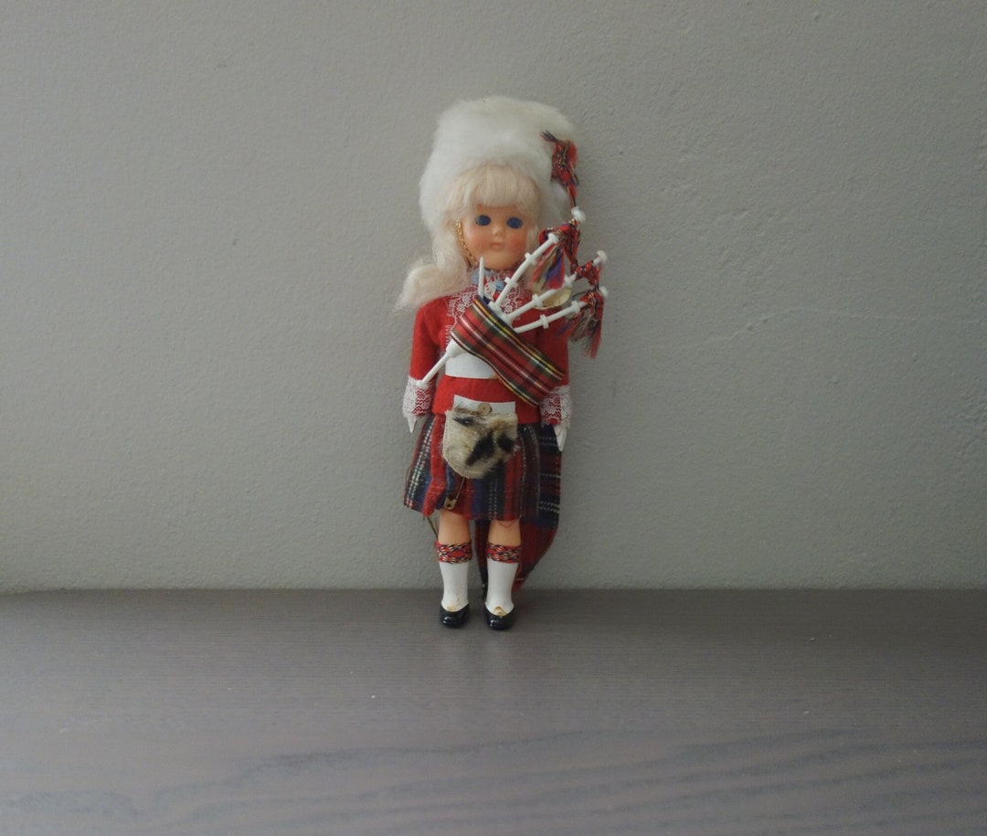 Vintage Scottish Plastic Doll With Bagpipes - 9" Tall - Etsy