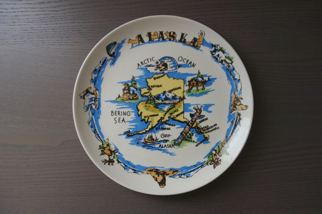 Vintage Alaska Plate 10.25 26 Cm Ceramic US State - Etsy
