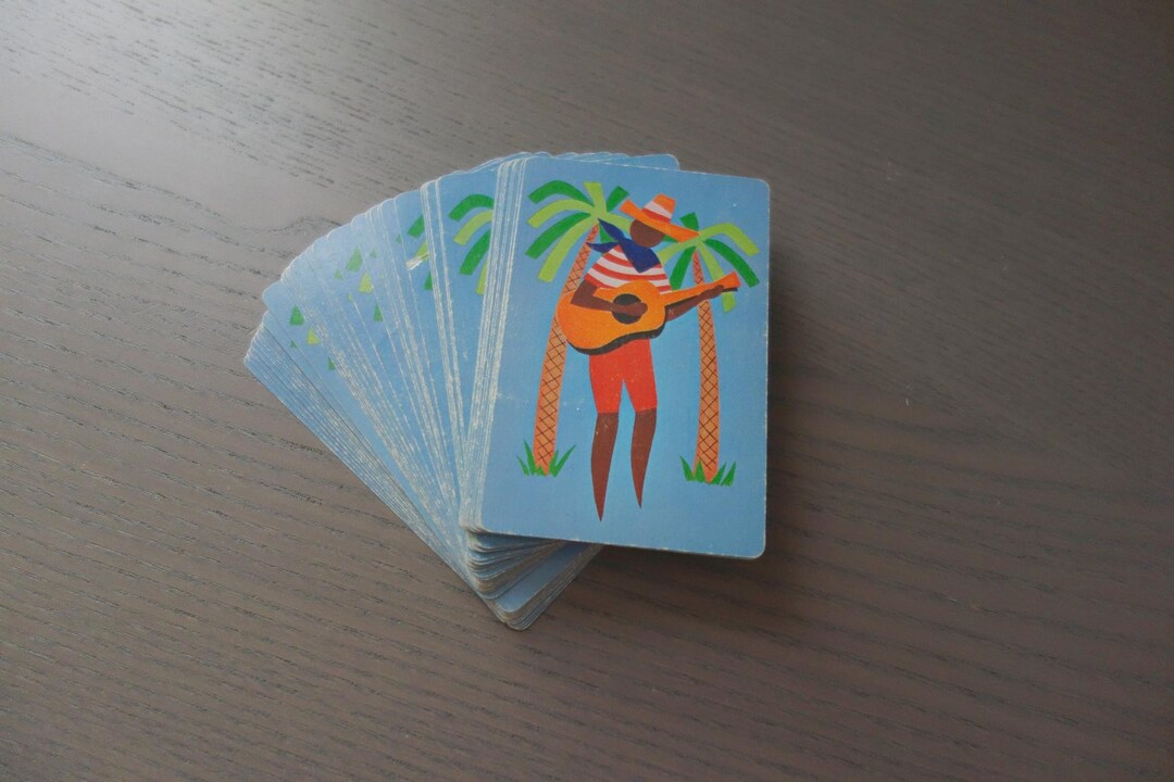 Vintage Calypso Musician Playing Card Deck: Tropical Palm Tree Design ...