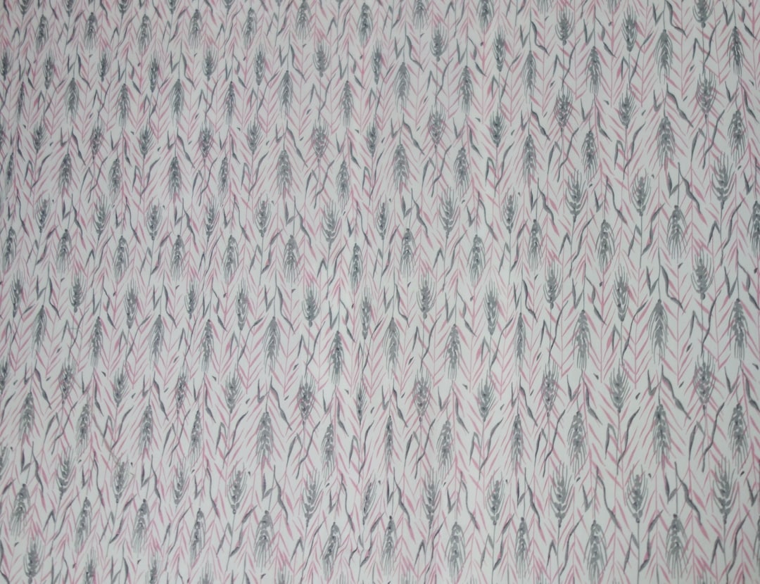 Vintage Wheat Print Fabric, 3.5 Yards X 32 Wide, Thin White Cotton W ...