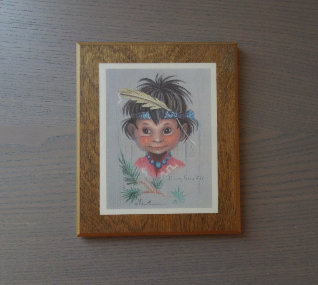 Vintage Monteague Flagg Wall Plaque: Native American Boy Art (has ...