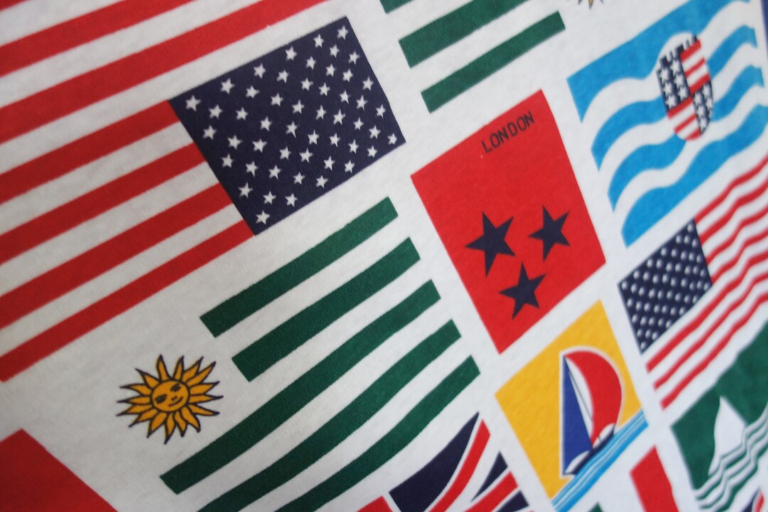 Vintage Flag Print Jersey Fabric: De Marco, 62" X 1.5 Yards - Etsy