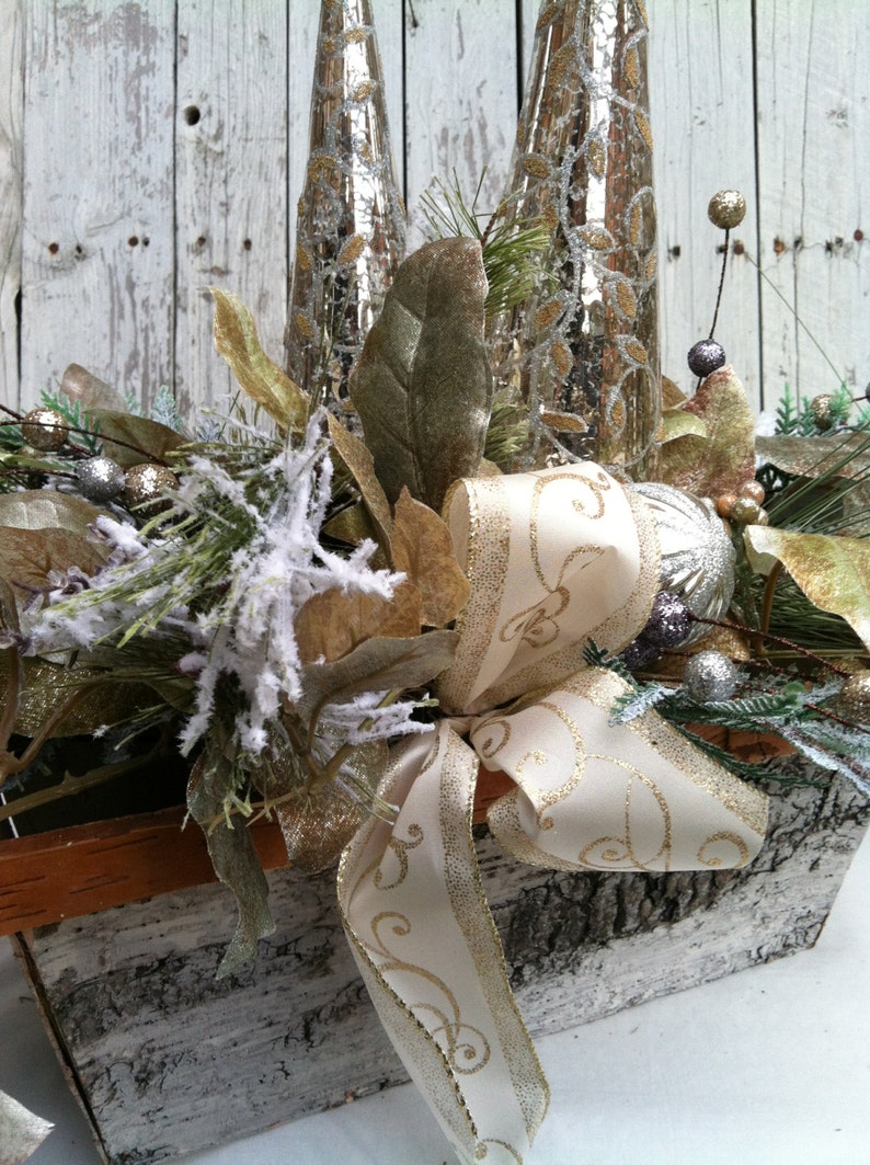 Christmas Centerpiece Elegant Silver Table Centerpiece Etsy
