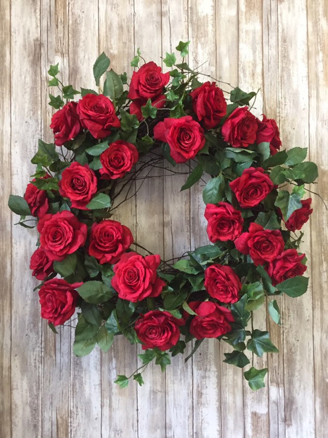 Red Rose Wreath for Door, Artificial Flower Wreath - Etsy