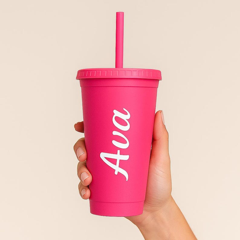 Custom Name Cold Cup With Straw and Lid – 24oz Name Cup, Bridesmaid ...