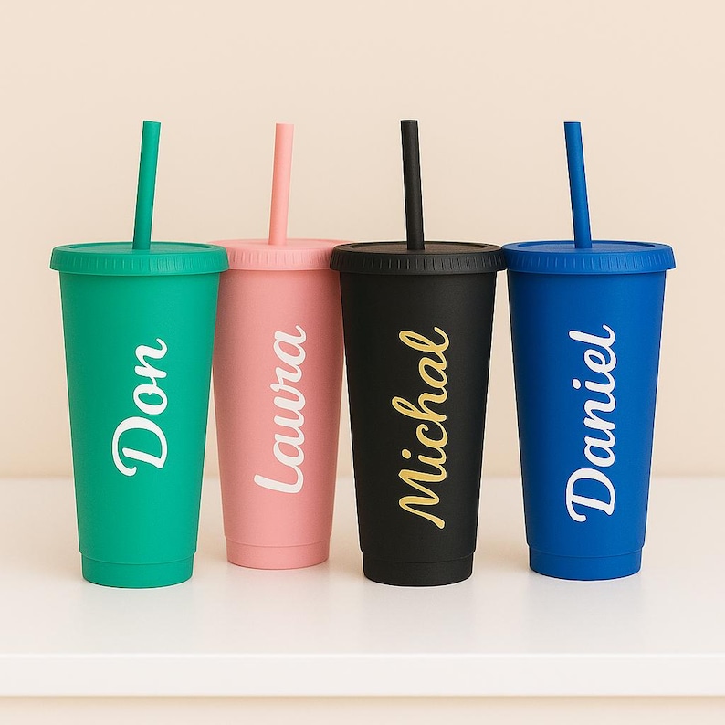 Custom Name Cold Cup With Straw and Lid – 24oz Name Cup, Bridesmaid ...