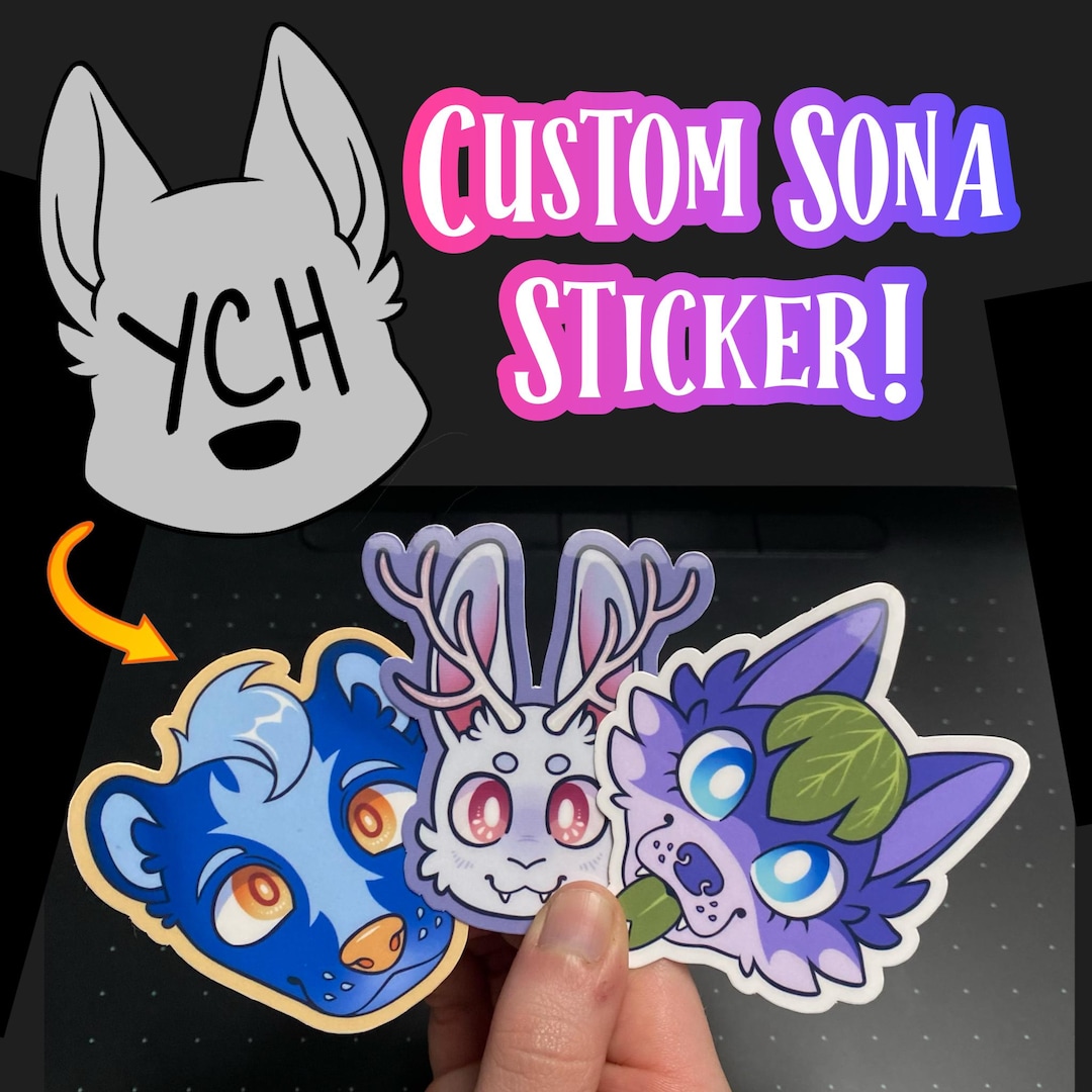 Custom Symmetrical Fursona Sticker - Die Cut Sticker Holographic - Etsy