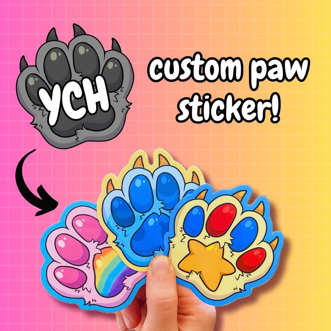 Custom Furry Fursona Pet Paw Sticker - Die Cut Holographic - Etsy