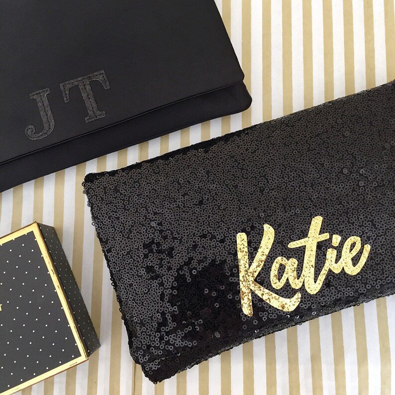 Personalized Initial Monogram Glitter Clutch Large Size - Etsy