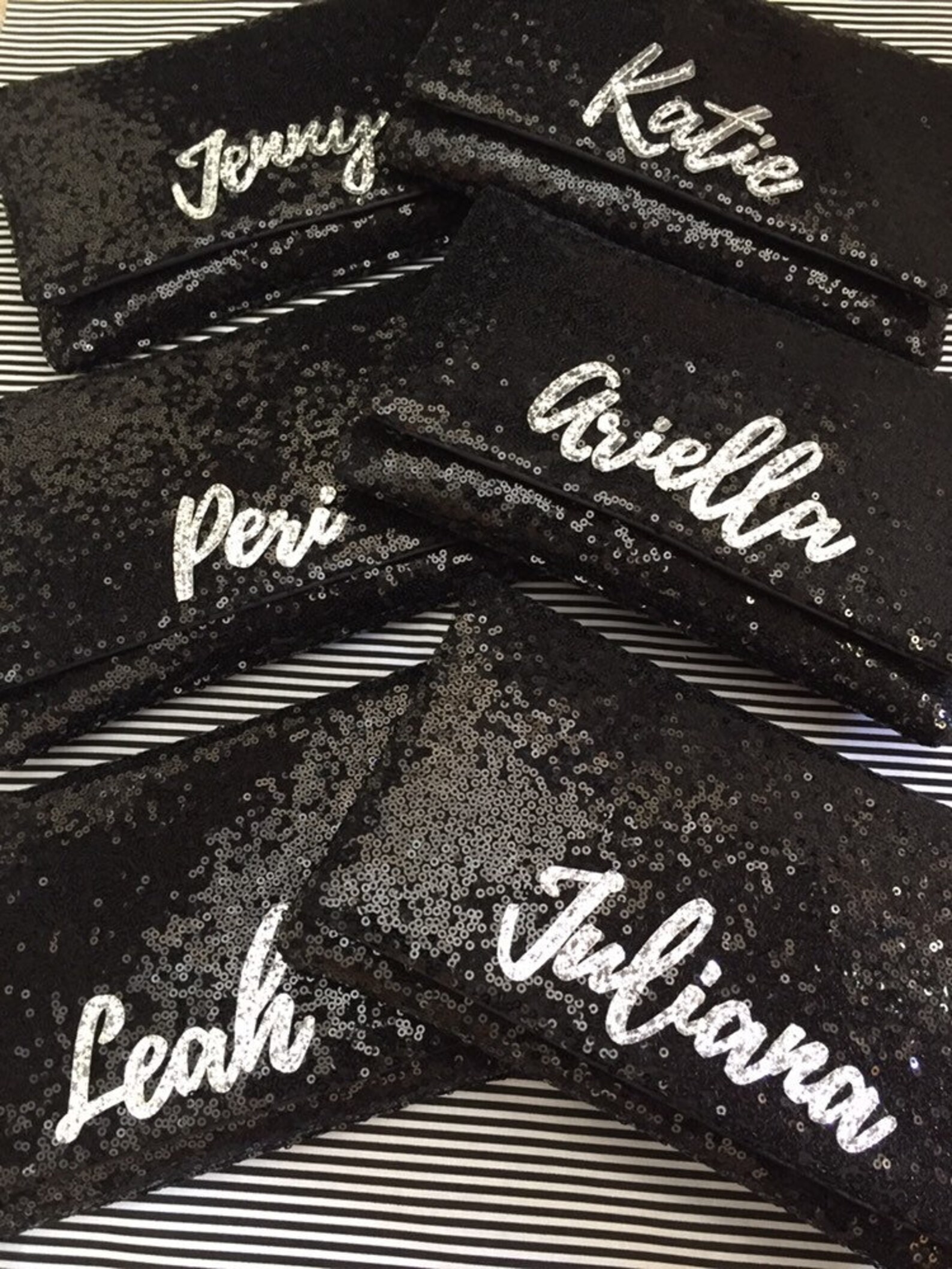 Personalized Name Monogram Sequin Clutch Purse Black or Navy - Etsy