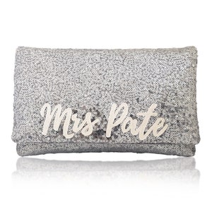 MRS Personalized Name Silver Sequin Clutch Purse Handbag - Etsy