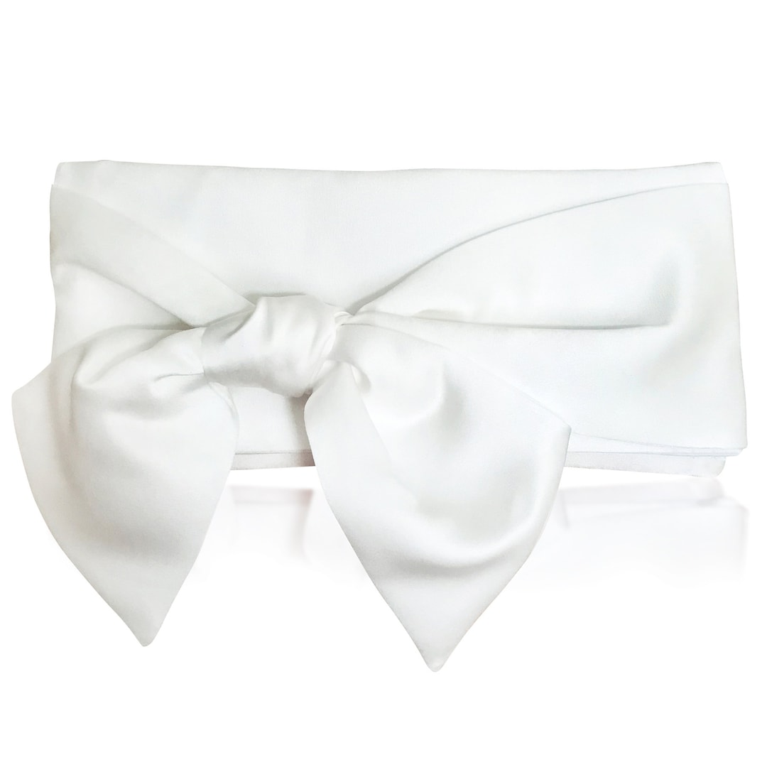 Ivory or White Satin Bow HOPE Clutch Purse, Bridesmaids, Mother of the ...