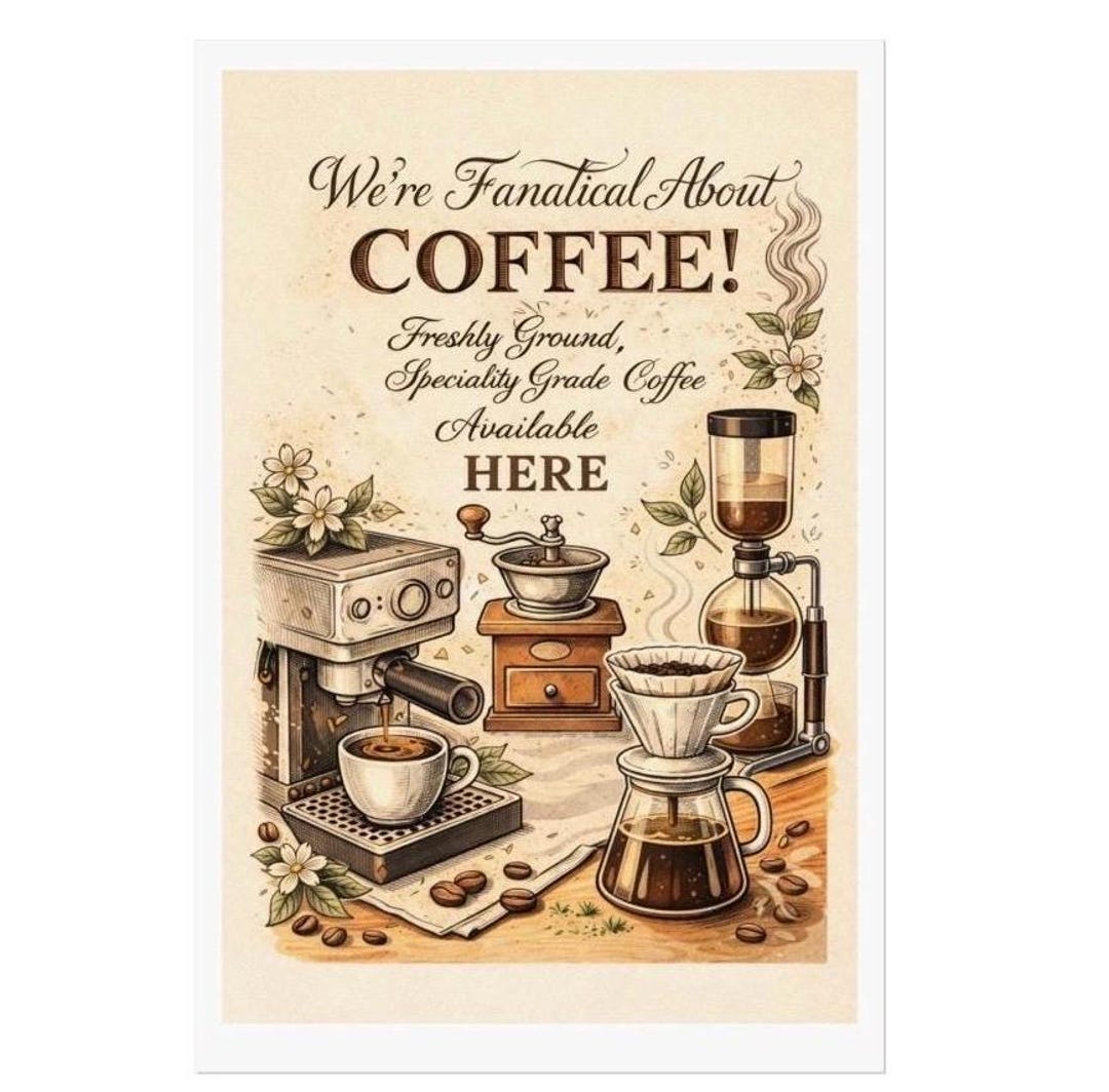 Coffee Printable Poster | Vintage Coffee Wall Art | Café Decor Download ...