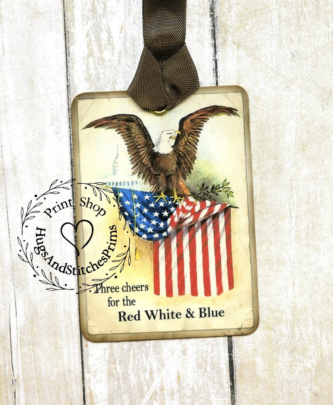 Patriotic American Flag Eagle Gift or Scrapbook Tags or Magnet #432 - Etsy