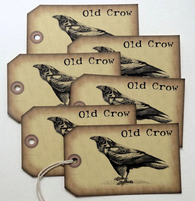 Grungy Primitive Old Crow Gift or Scrapbook Tags T 68 - Etsy