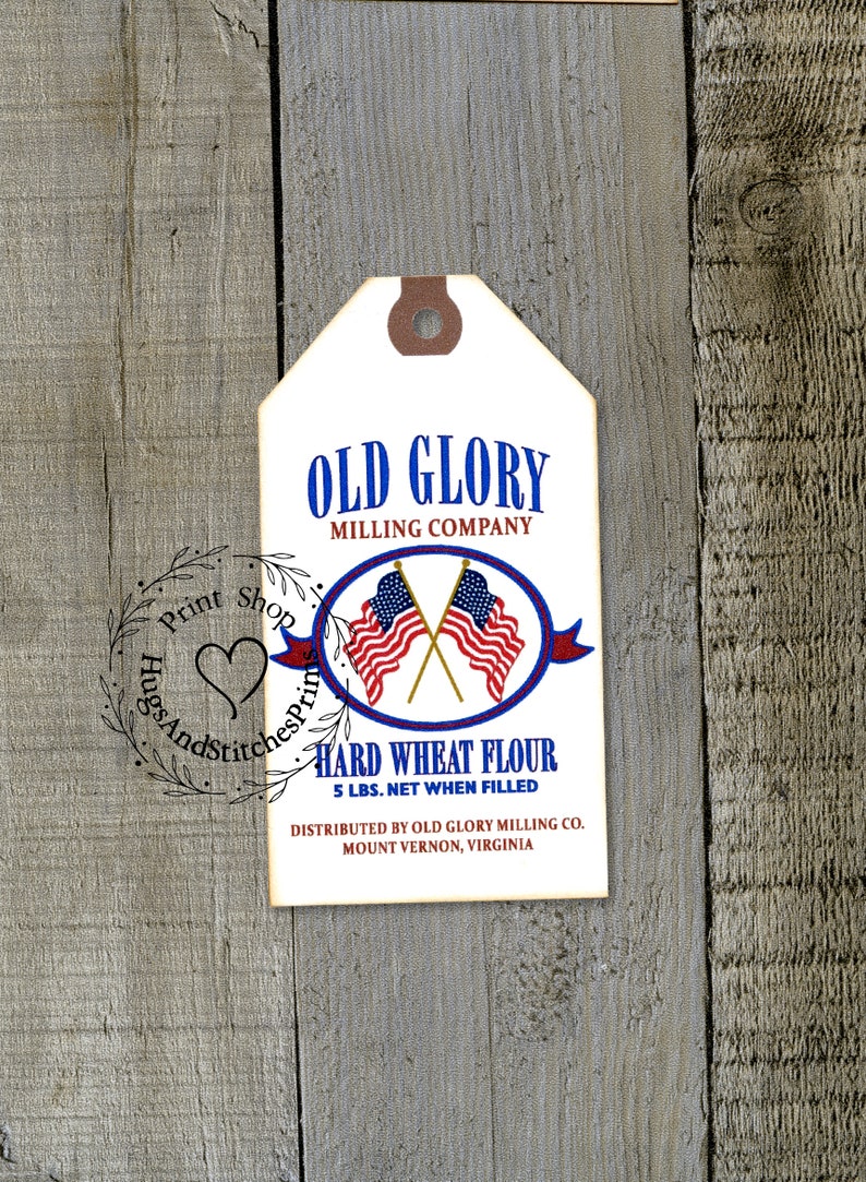 Primitive Americana Flag Wheat Flour Feedsack Style Gift or - Etsy