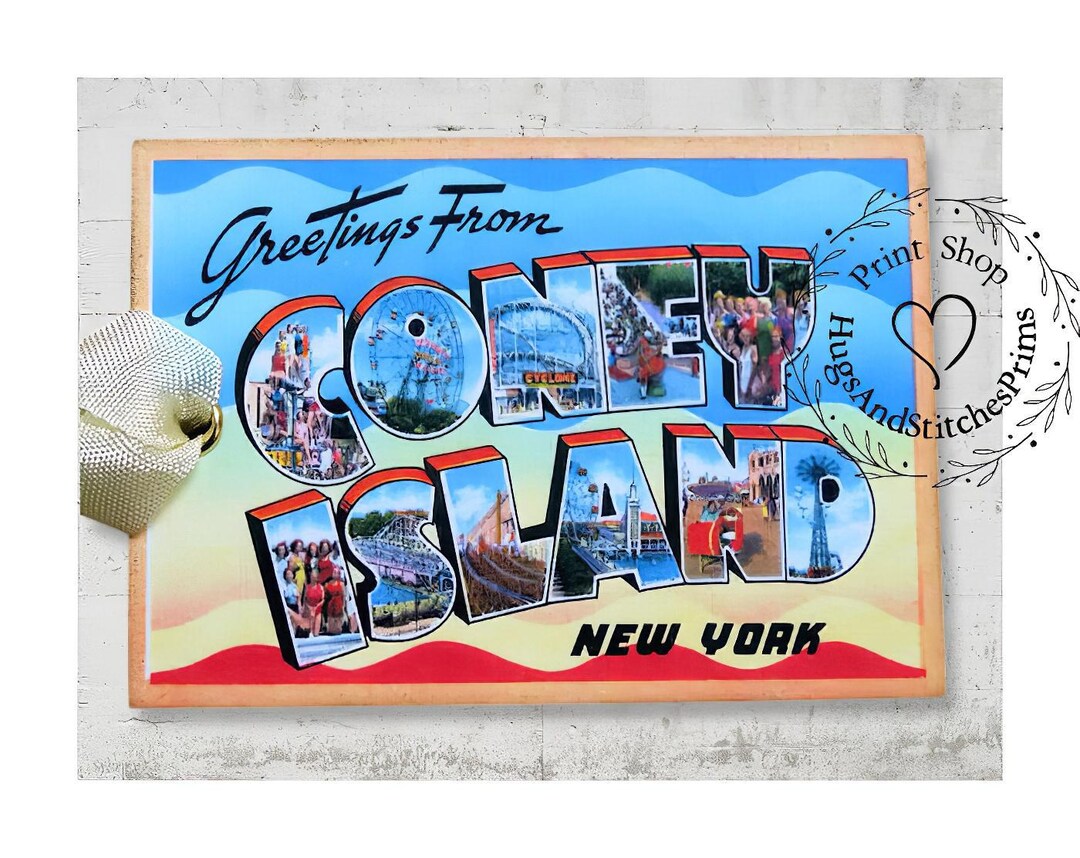 Greetings From Coney Island New York Large Letter Souvenir Postcard ...