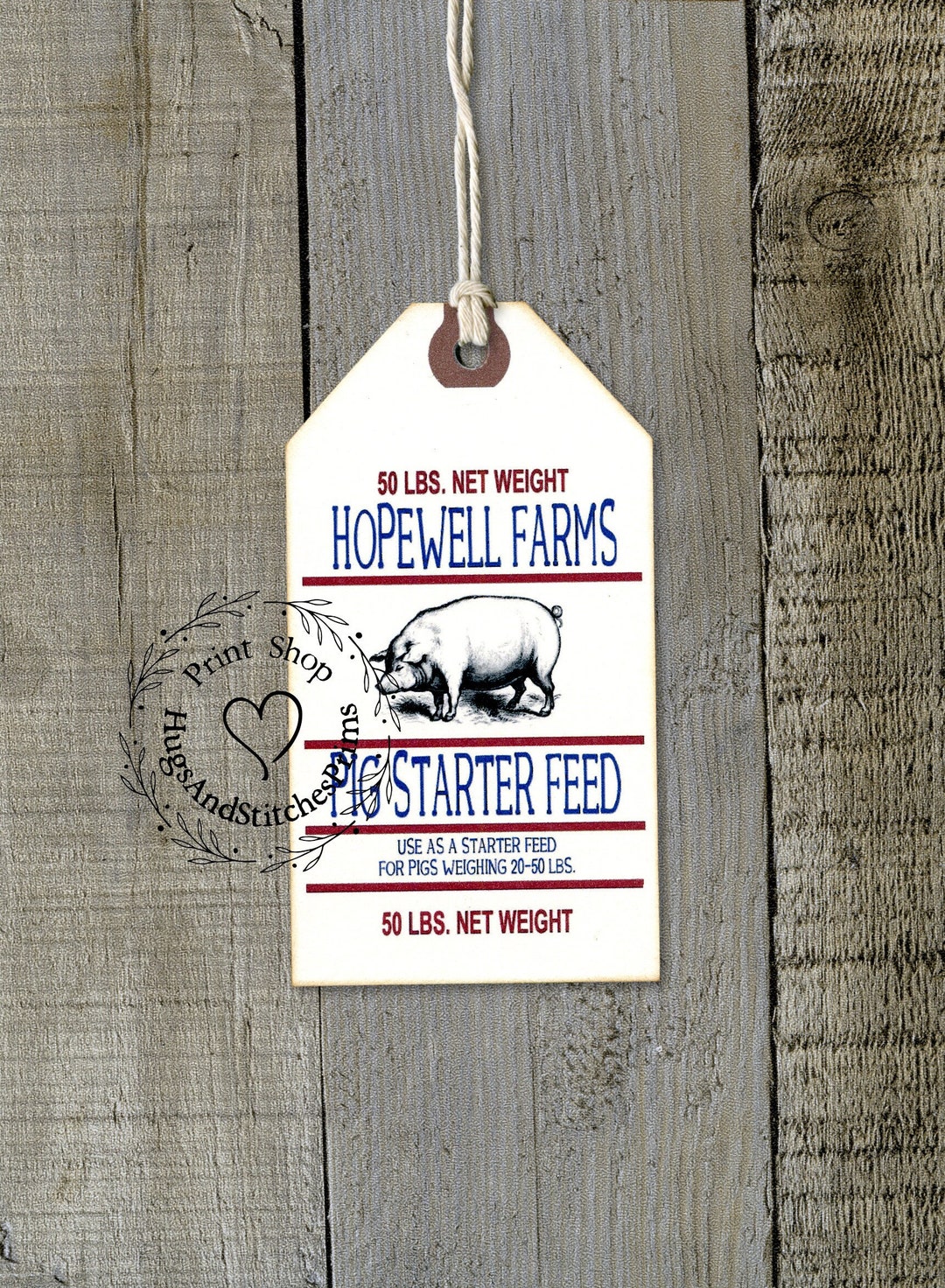 Primitive Pig Sow Feed Feedsack Style Gift or Scrapbook Tags #1254 - Etsy
