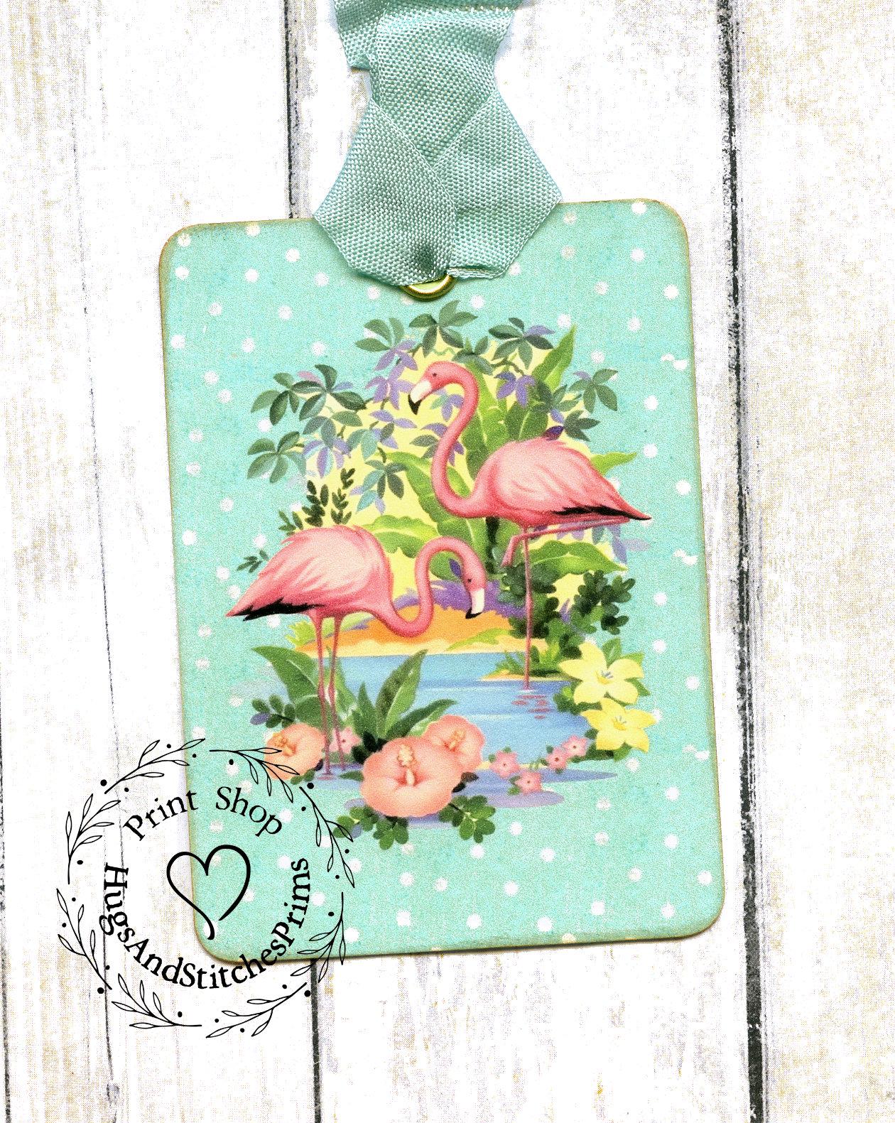 Retro Pink Flamingo Gift or Scrapbook Tags or Magnet #459 - Etsy
