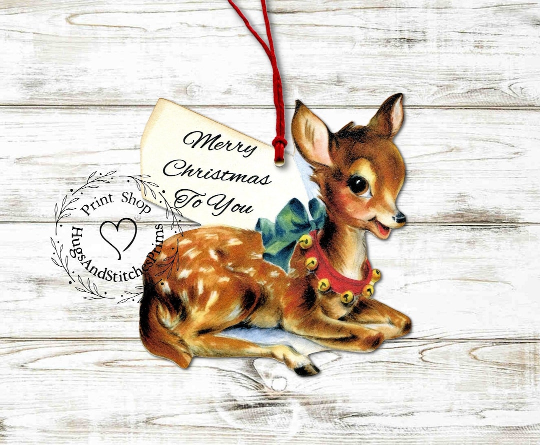 Retro Reindeer Merry Christmas Gift or Scrapbook Tags 224 - Etsy