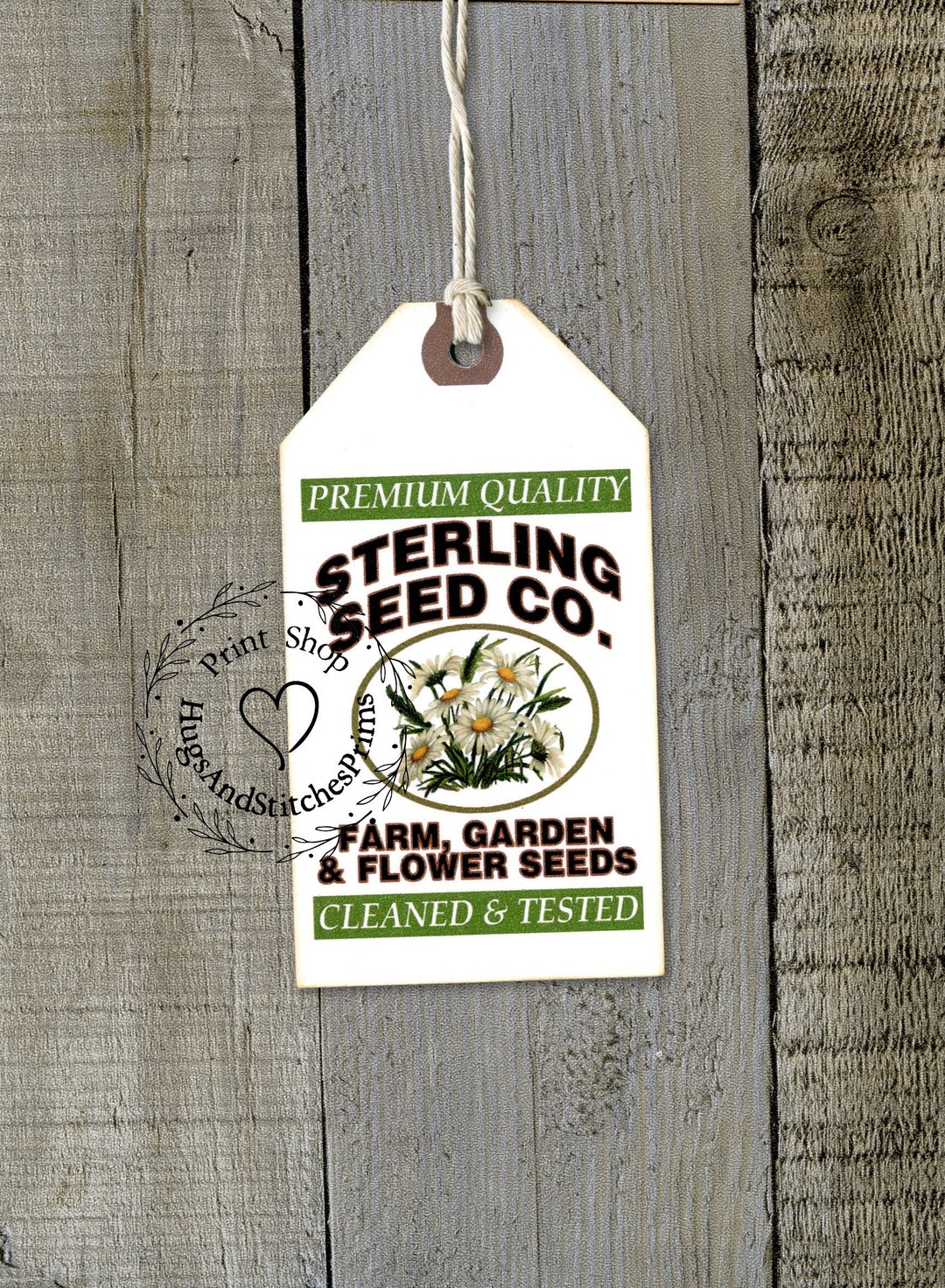 Primitive Flower Garden Seeds Feedsack Style Gift or Scrapbook Tags ...