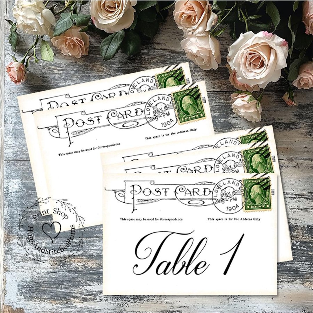 Wedding Table Cards Vintage Postcard Large Double Sided or Single Sided ...