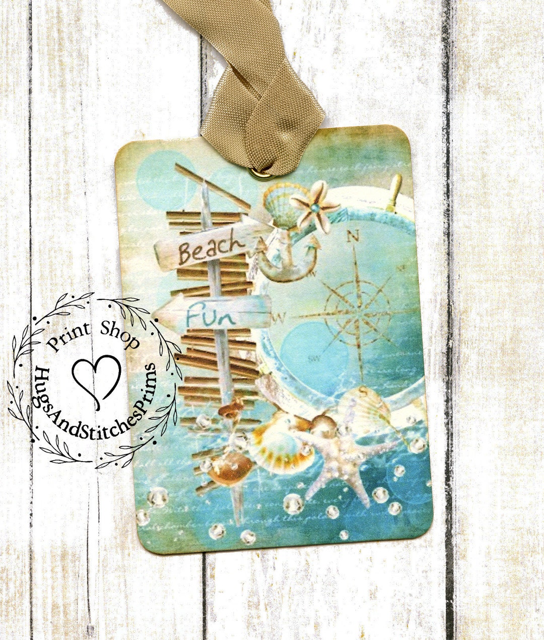 Beach Fun Seashore Ocean Seashell Gift or Scrapbook Tags or Magnet #595 ...