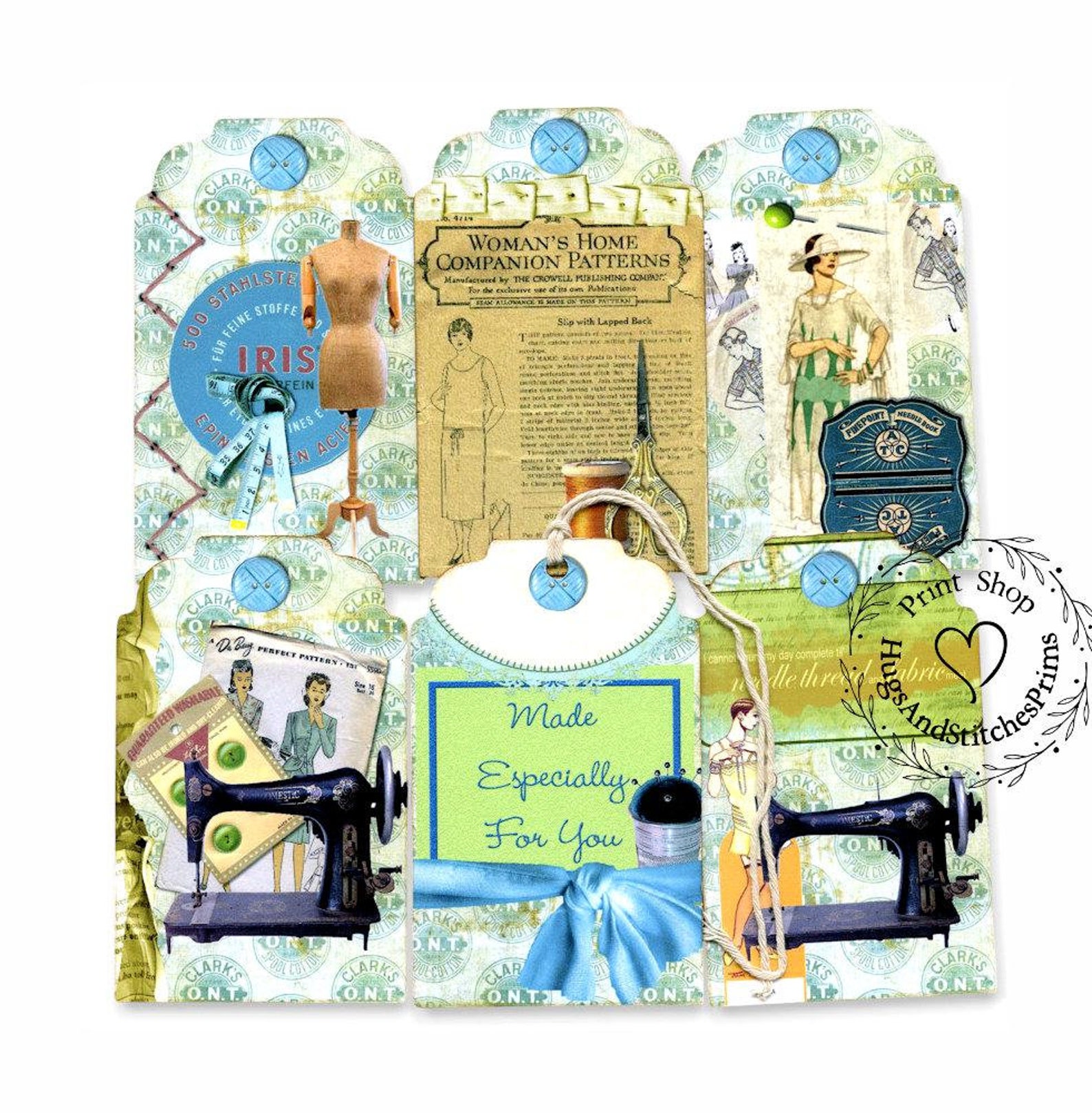 Retro Vintage Sewing Machine Thread Notions Button Mixed Gift or ...