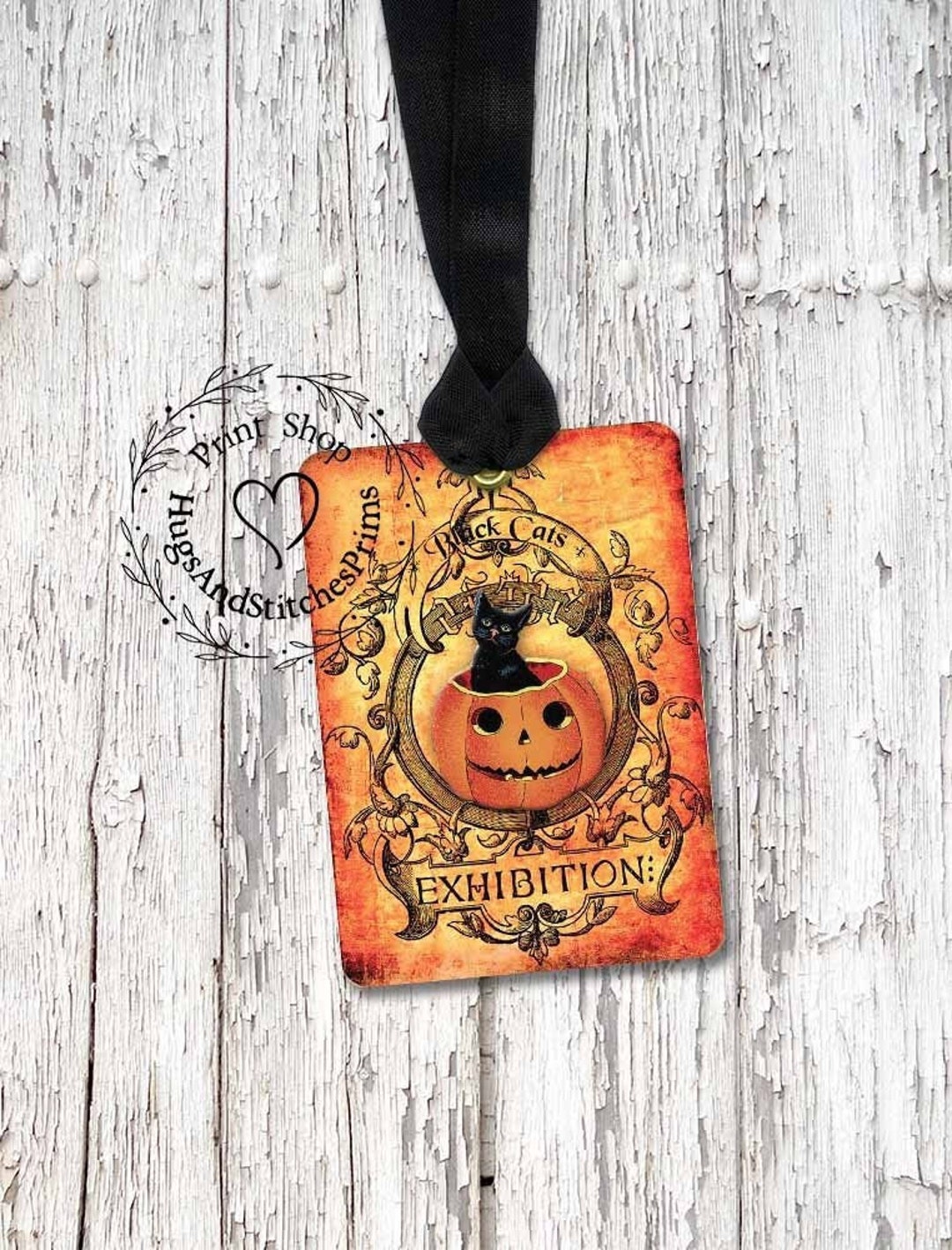 Black Cat Pumpkin Halloween Gift or Scrapbook Tags or Magnet #321 - Etsy