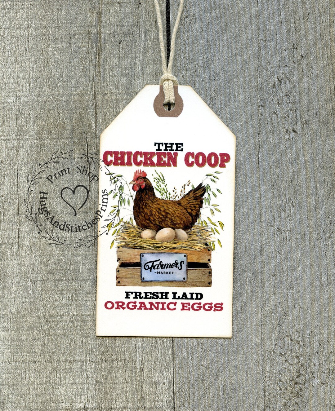 Primitive Chicken Coop Poultry Eggs Feedsack Style Gift or Scrapbook ...