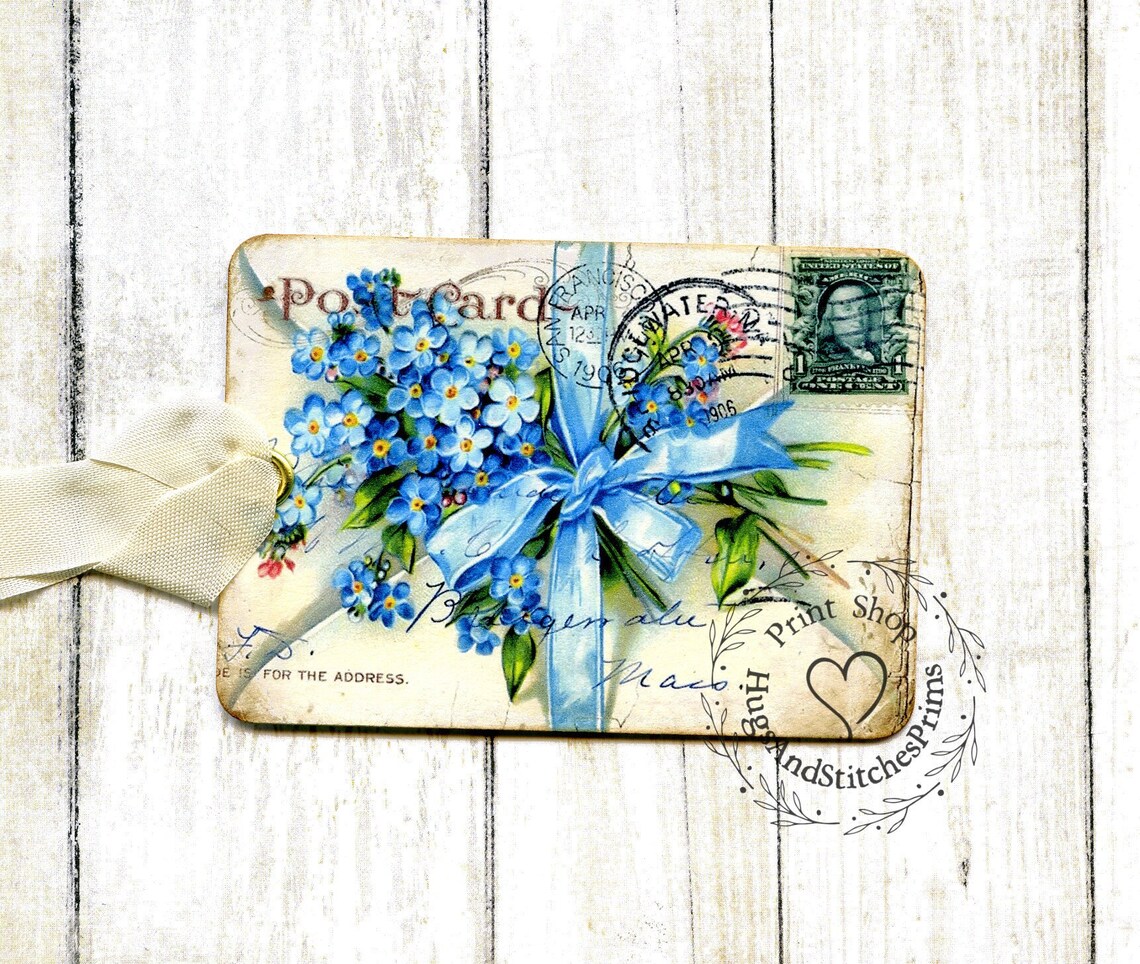 Blue Forget Me Not Postcard Gift or Scrapbook Tags or Magnet - Etsy