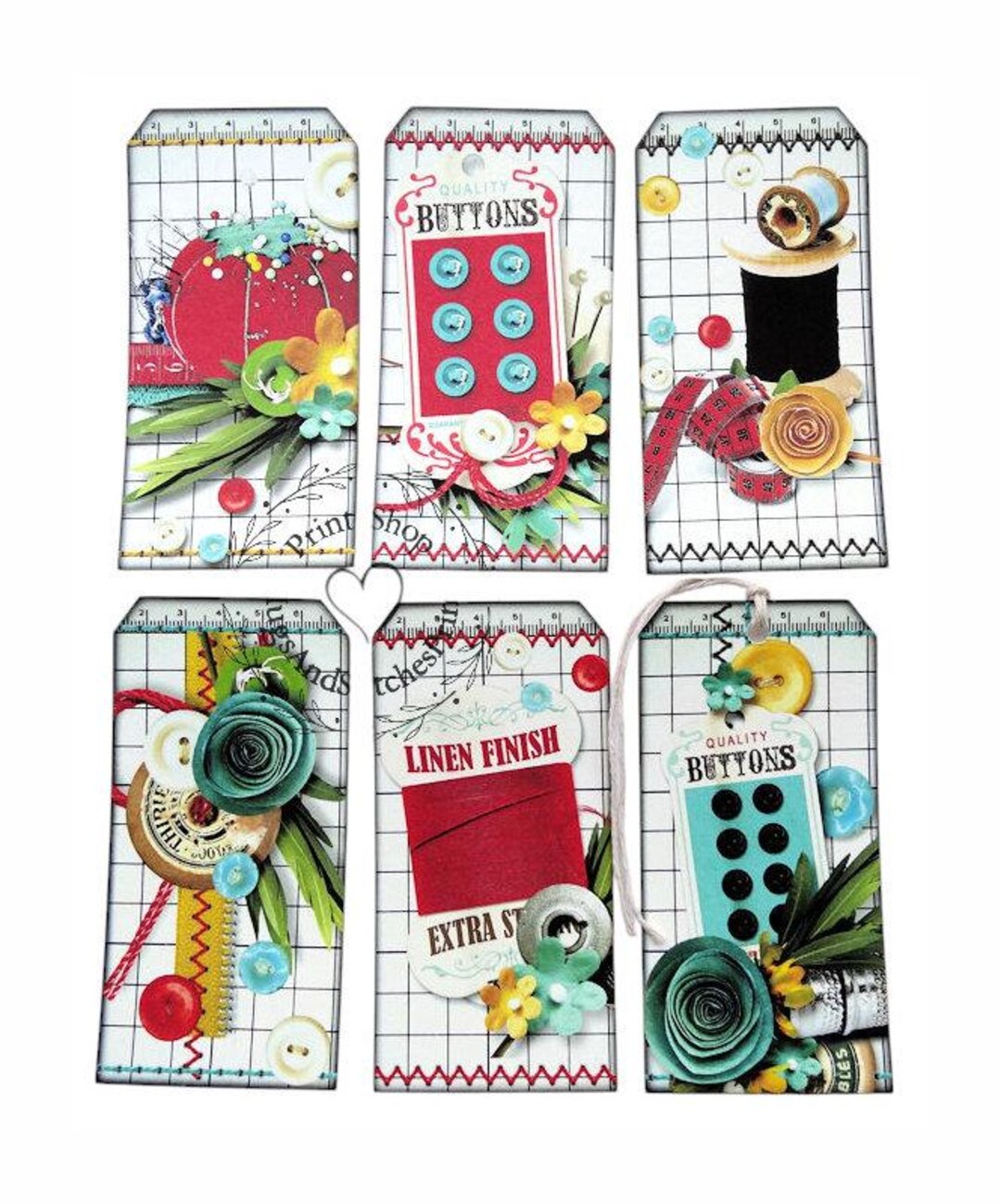 Sewing Thread Notions Mixed Gift or Scrapbook Tags #T 15 - Etsy