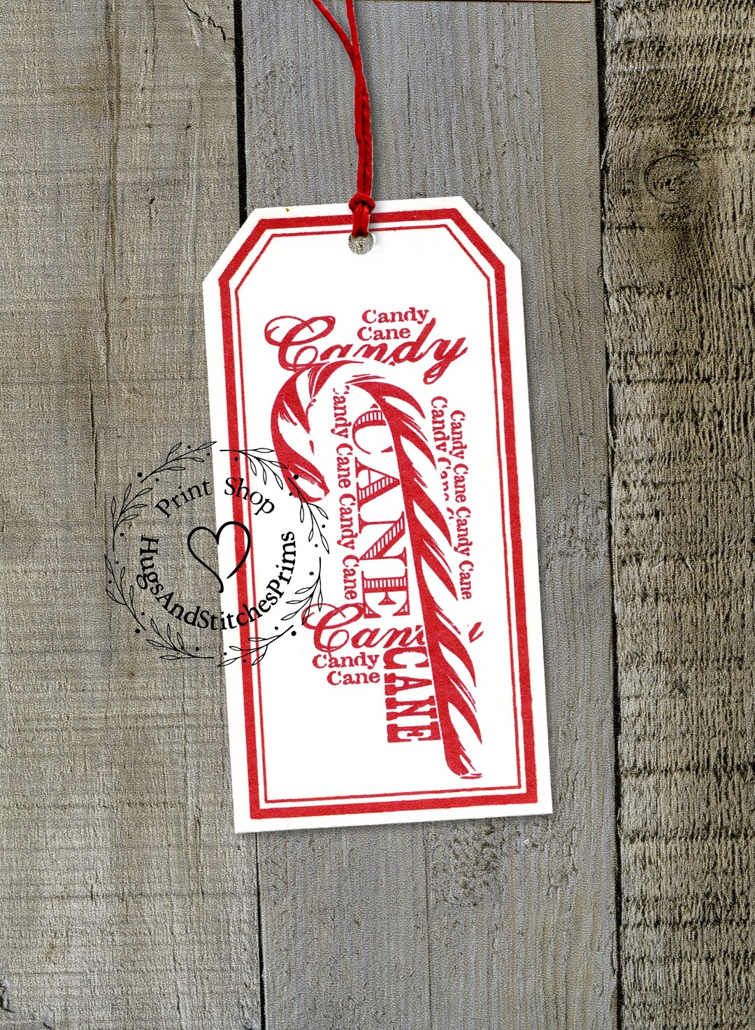 Retro Style Candy Cane Word Art Christmas Gift or Scrapbook Tags #559 ...