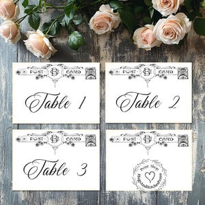 Wedding Table Cards Vintage Style Postcard Large Double Sided or Single ...