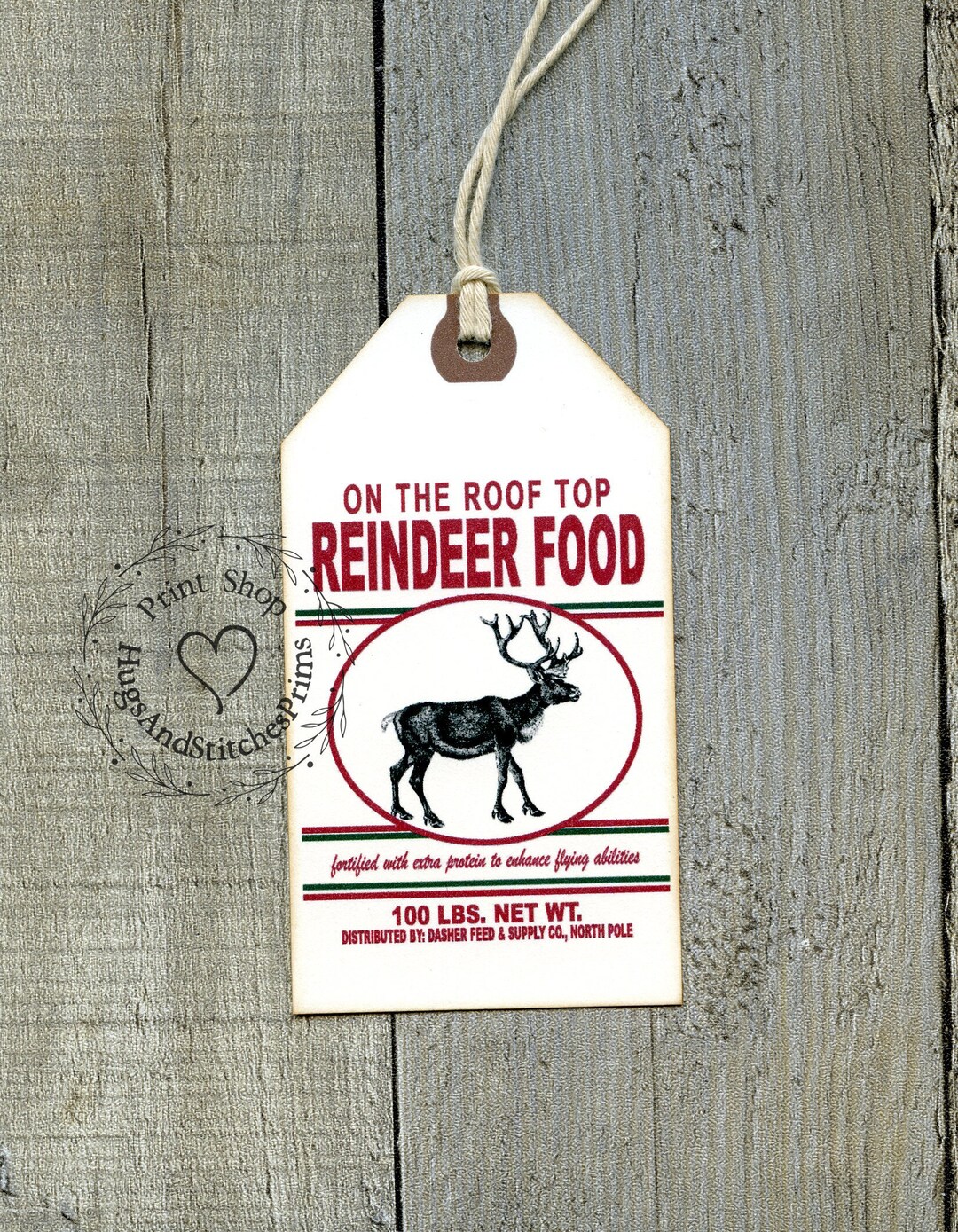 Reindeer Food Christmas Feedsack Style Gift or Scrapbook Tags #1221 - Etsy
