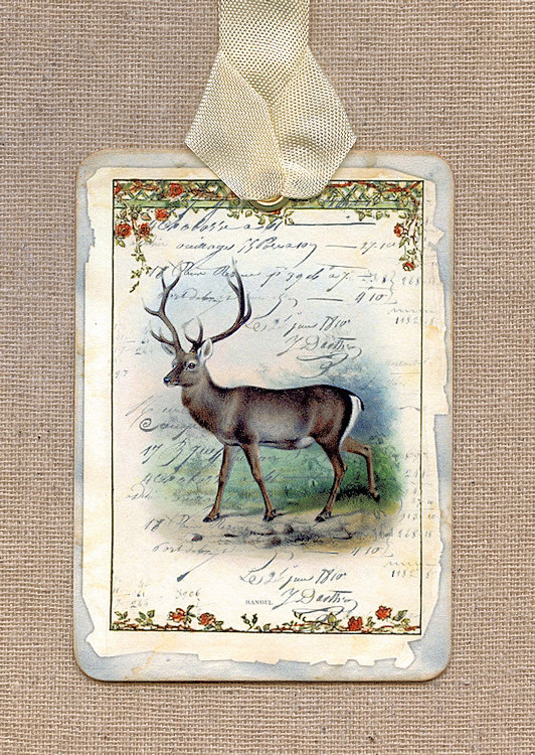 Retro Deer Buck Nature Deer Hunting Gift ou Scrapbook Tags ou Magnet ...