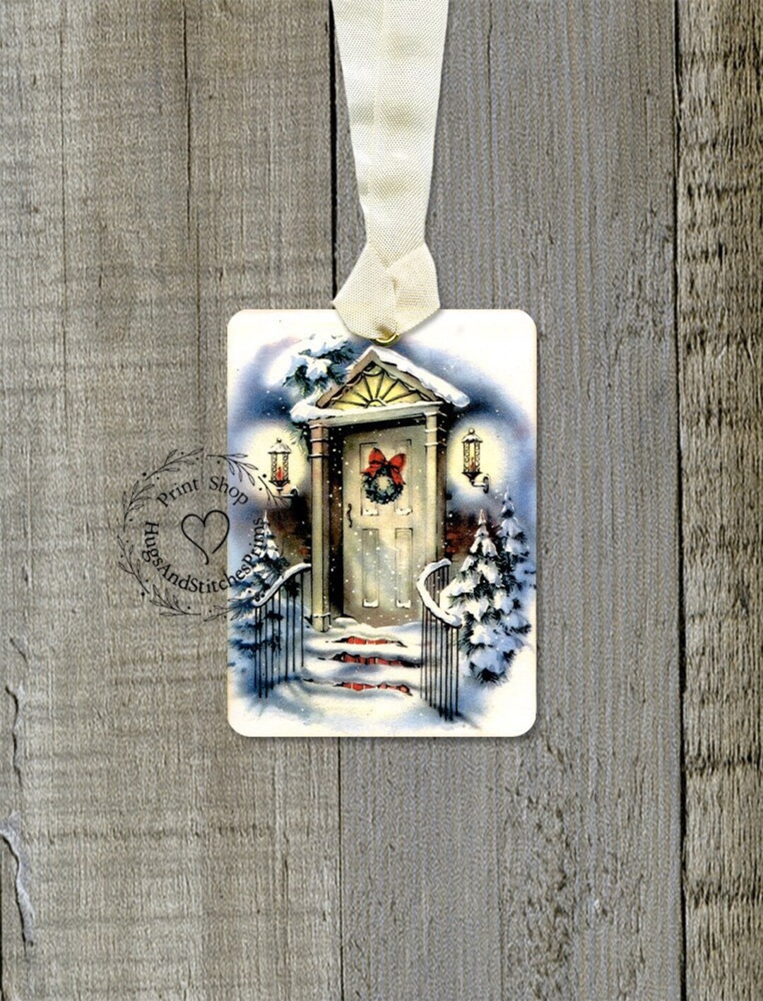 Winter Snowy House Door Christmas Gift or Scrapbook Tags or Magnet #609 ...