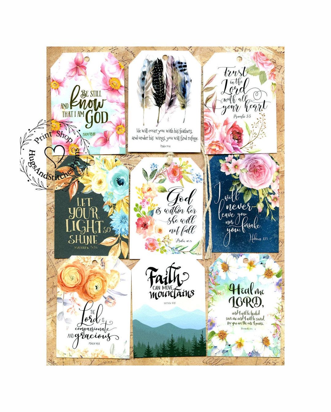 Inspirational Spiritual Christian Bible Verse Quotes Gift or Scrapbook ...